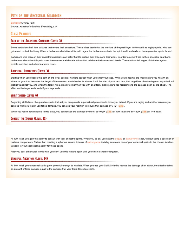 Ancestral Guardian Barbarian Guide | PDF | Religion & Spirituality