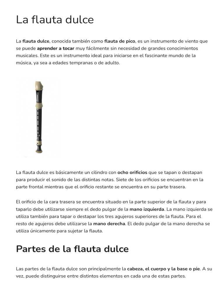 La Flauta Dulce | PDF | Flauta | Grabadora (instrumento musical)