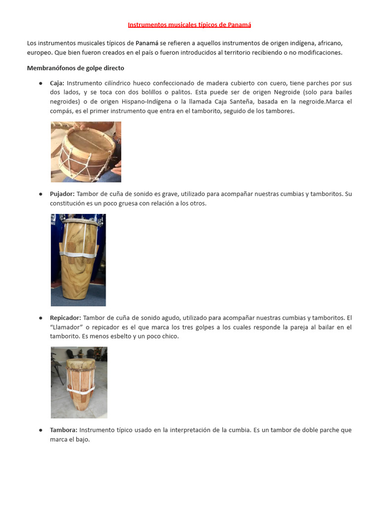Instrumentos Musicales Típicos de Panamá | PDF | Guitarras | Violín