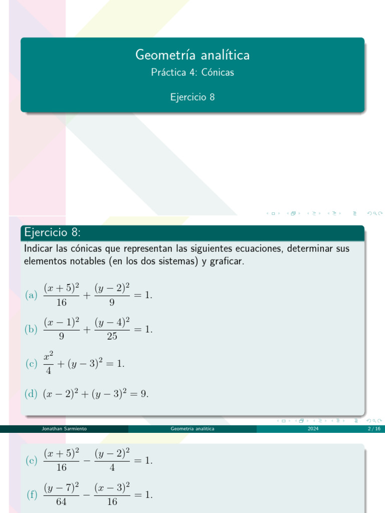 GA - Práctica 4 - Ejercicio 8 | PDF | Geometría algebraica | Formas geométricas