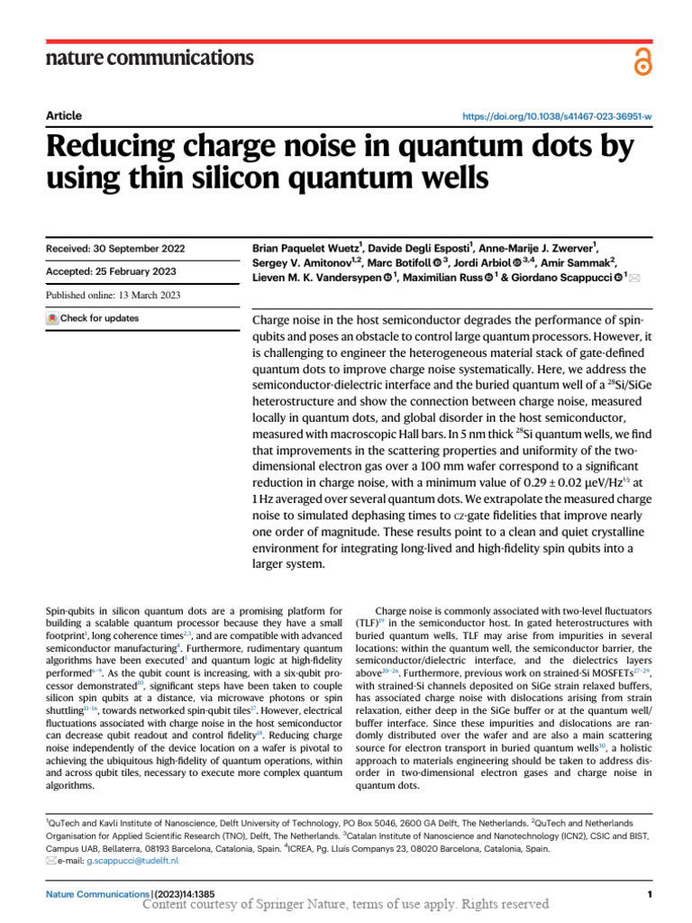 Reducing Charge Noise in Quantum Dots by Using Thi | PDF ...