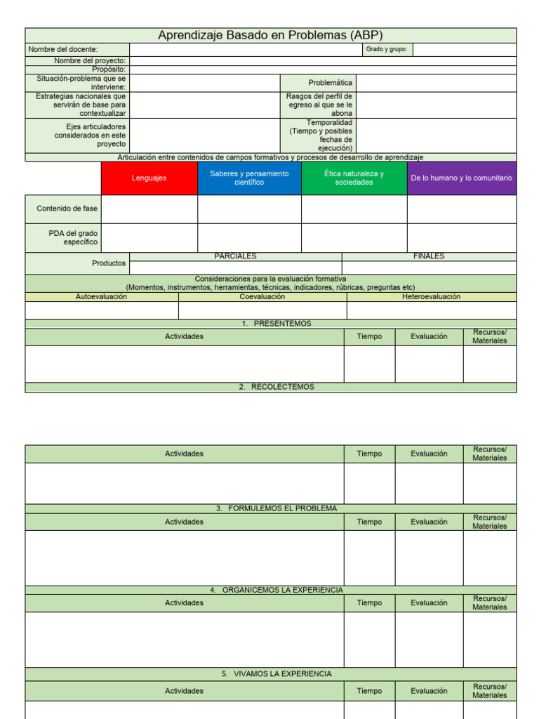 Formato de planeación Proyecto ABP | PDF | Evaluación | Ciencia cognitiva