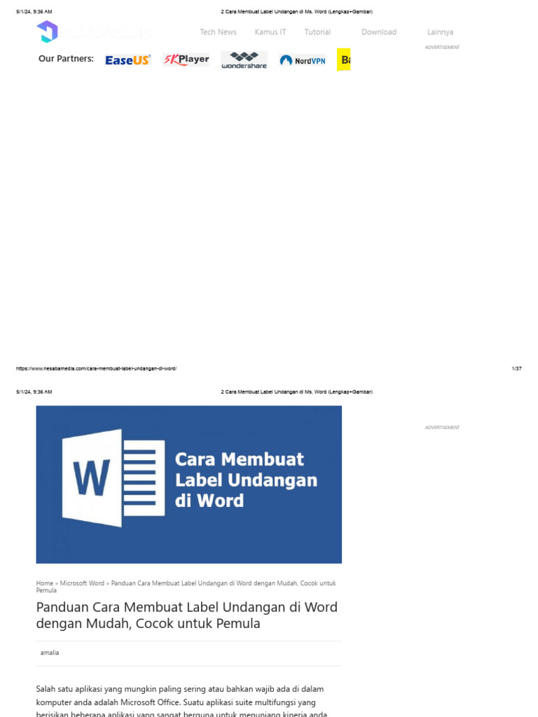 Cara Membuat Label Undangan di Word | PDF | Seni