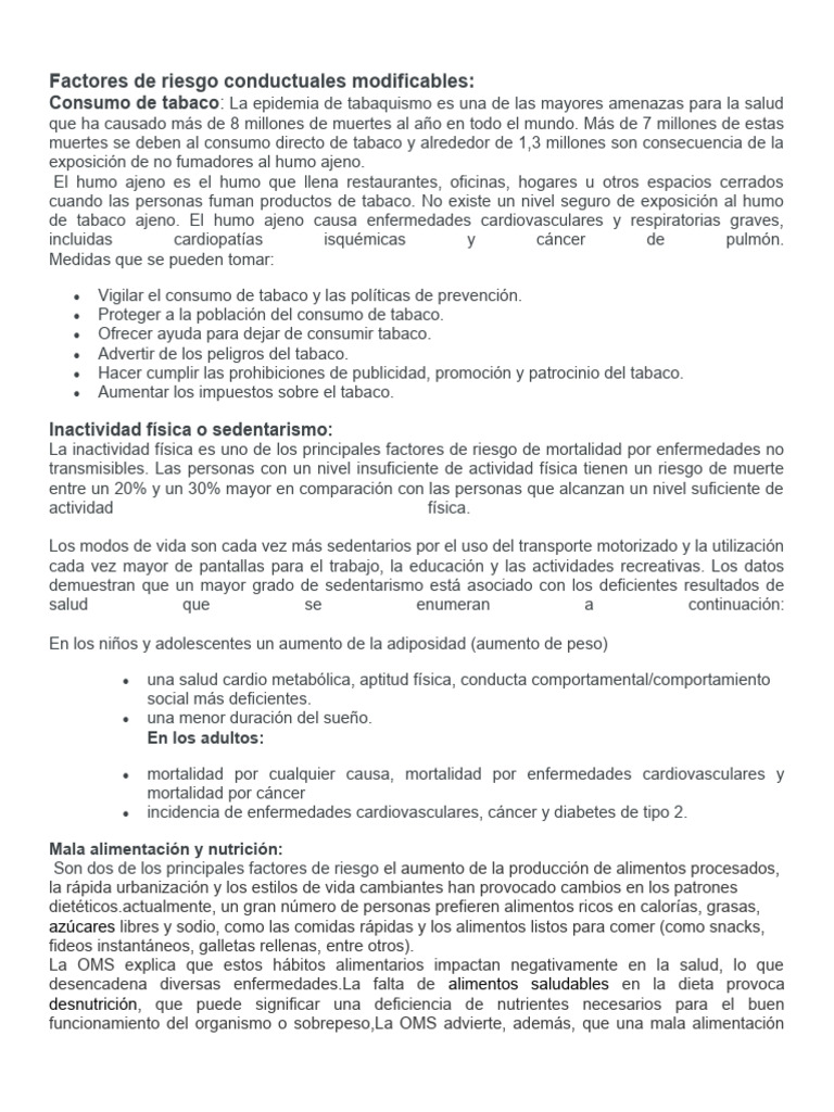 Factores de Riesgo Conductuales Modificables | Descargar gratis PDF ...