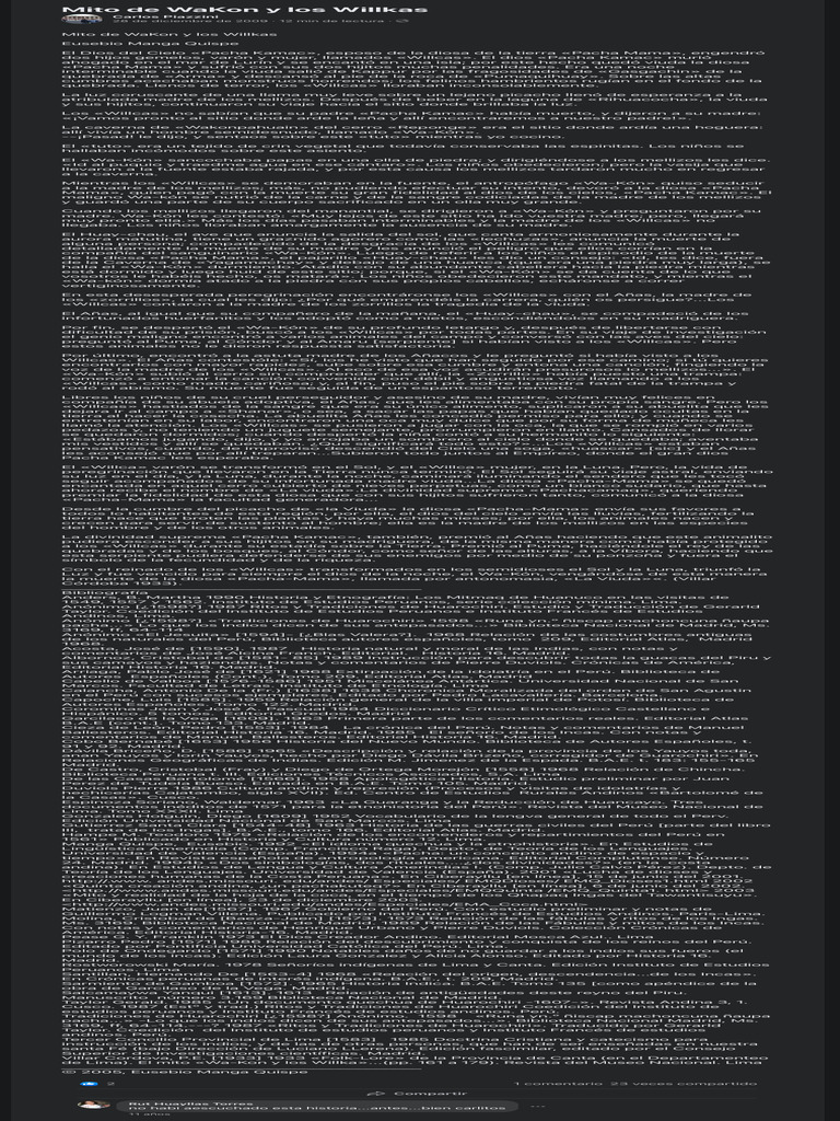 Mito de Wakon y los Willkas | PDF | Perú | Imperio Inca