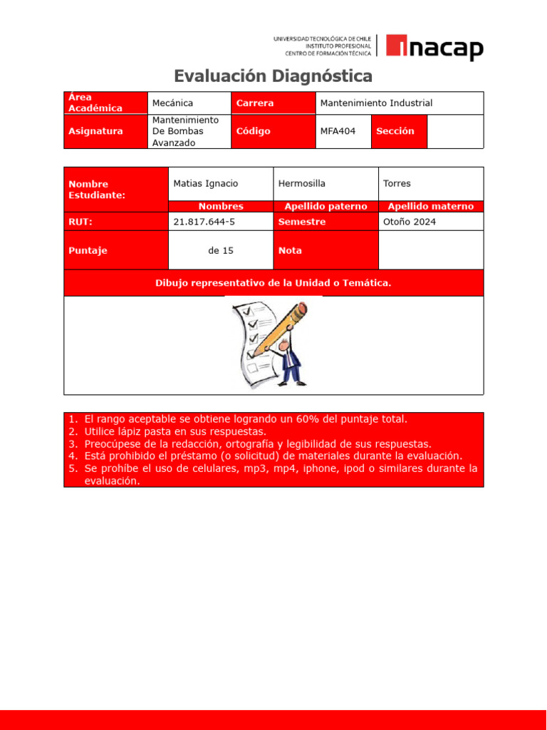 Mfa404 Evaluación Diagnostica (Ok) | PDF | Presión | Descarga (hidrología)