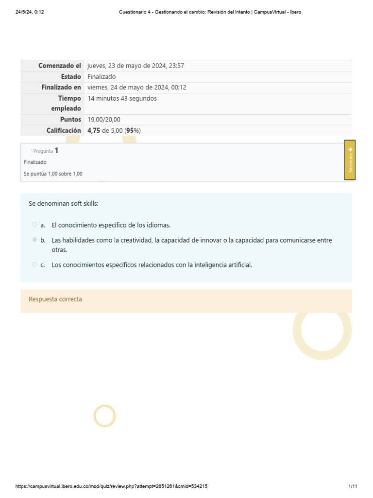 Cuestionario 4 - Gestionando El Cambio - Revisión Del Intento - CampusVirtual - Ibero 2 | PDF ...