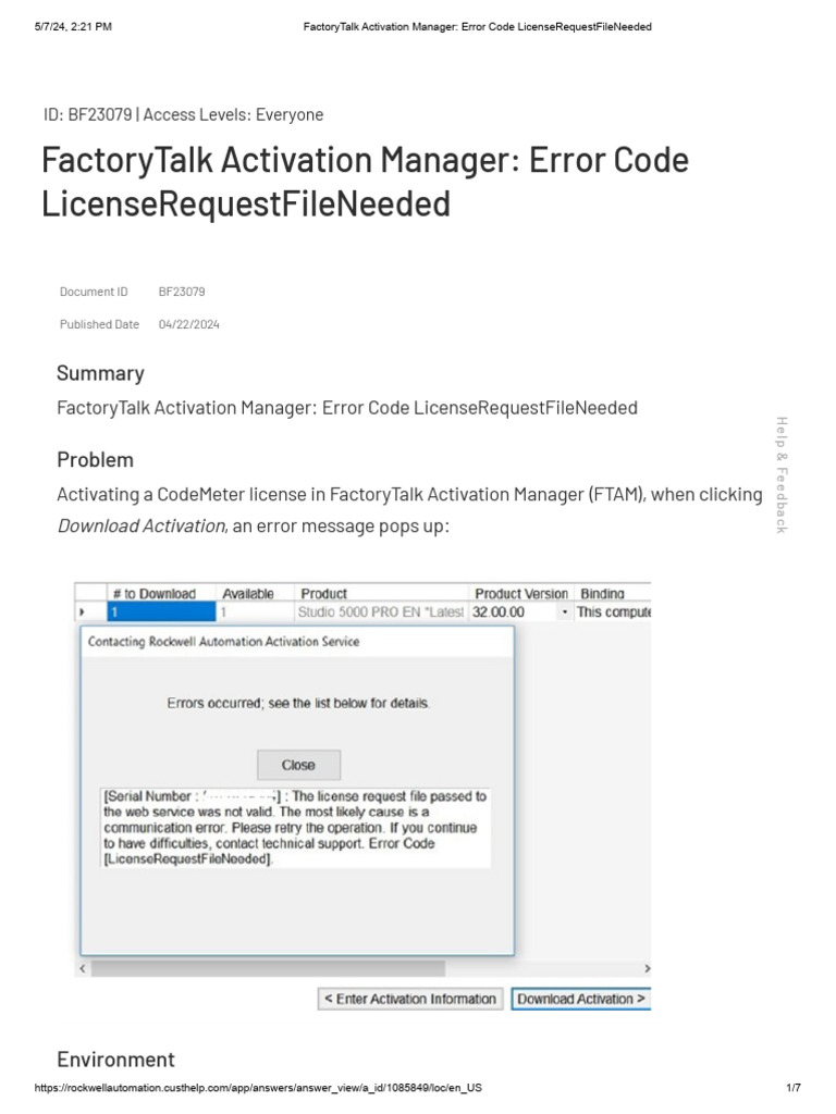 FactoryTalk Activation Error Fix | PDF | Implied Warranty | Computing