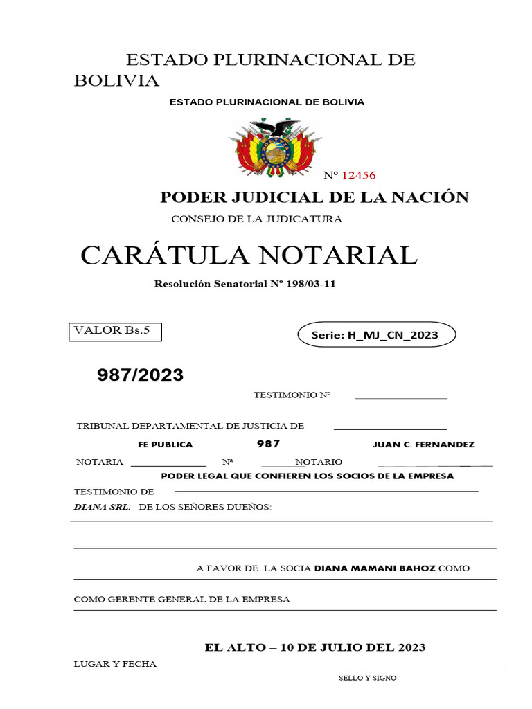 Caratula Notarial | PDF