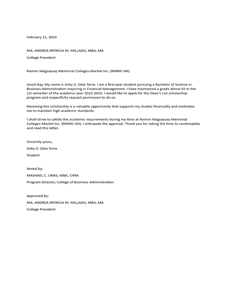 Dean List Application | PDF