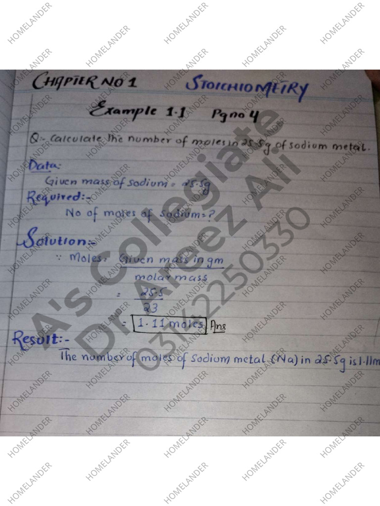 XI CHEMISTRY SOLVED NUMERICALS | PDF XI CHEMISTRY SOLVED NUMERICALS | PDF