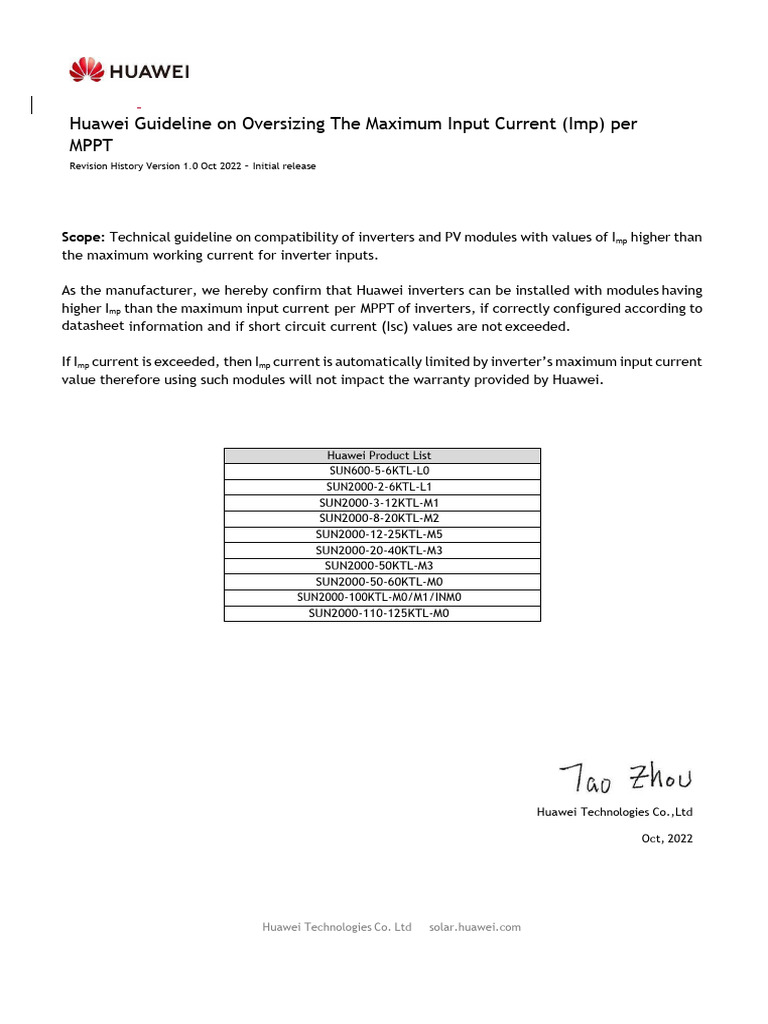 Huawei Inverter Compatibility Guide | PDF