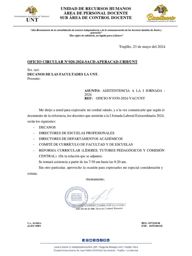 Oficio Circular N°020-2024-Sacd | PDF Oficio Circular N°020-2024-Sacd | PDF