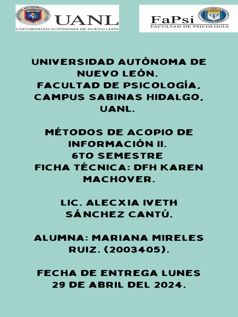 Ficha Técnica DFH Karen Machover | PDF