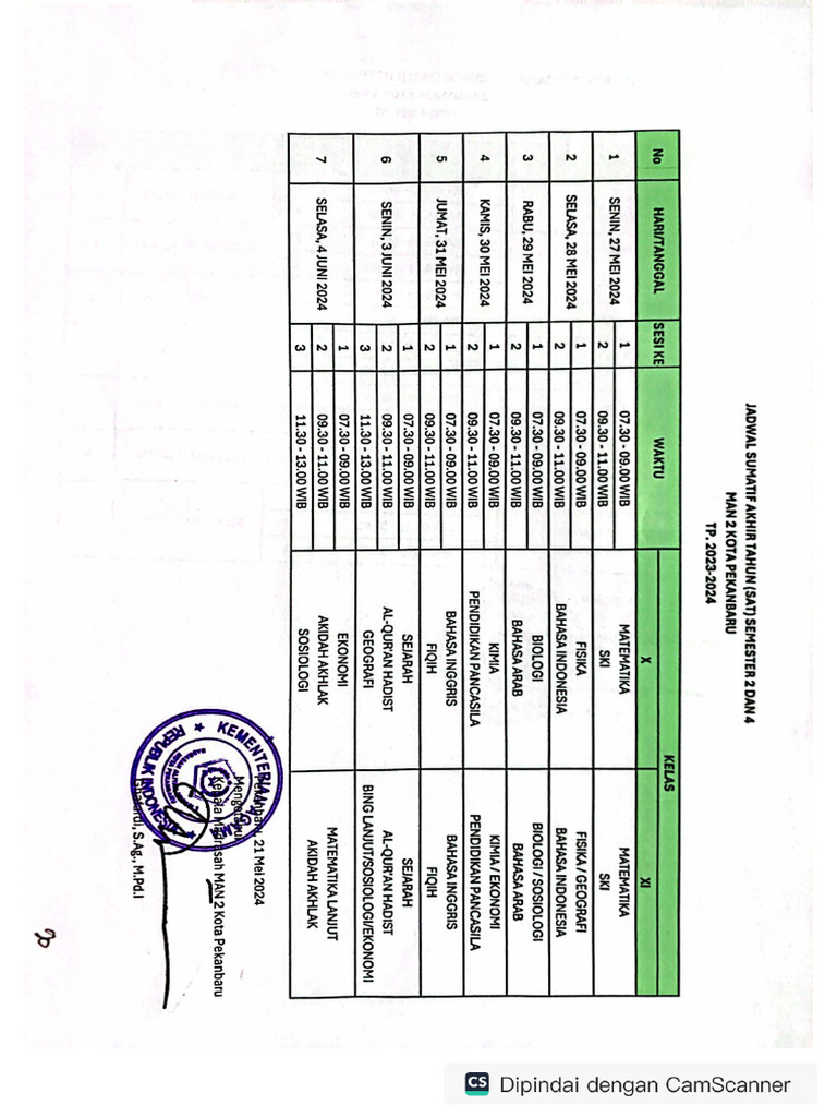 Jadwal Ujian SAS 23-24 | PDF