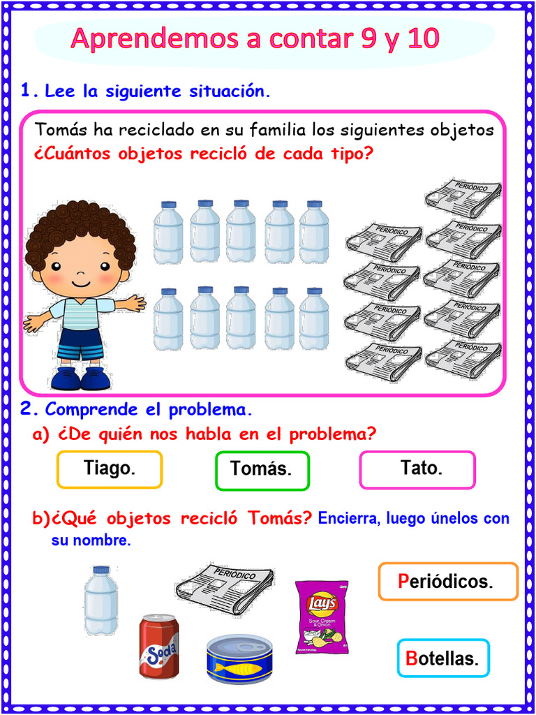 Reciclaje: Contando Objetos para Niños | PDF | Artes del Lenguaje y ...