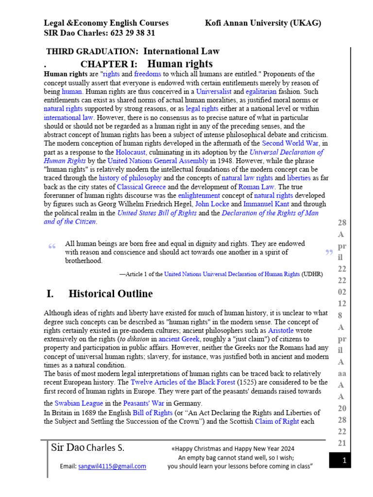 Kof L2 Droit Chapter 2 Human Rights 2024 | PDF | Human Rights | United Nations Security Council