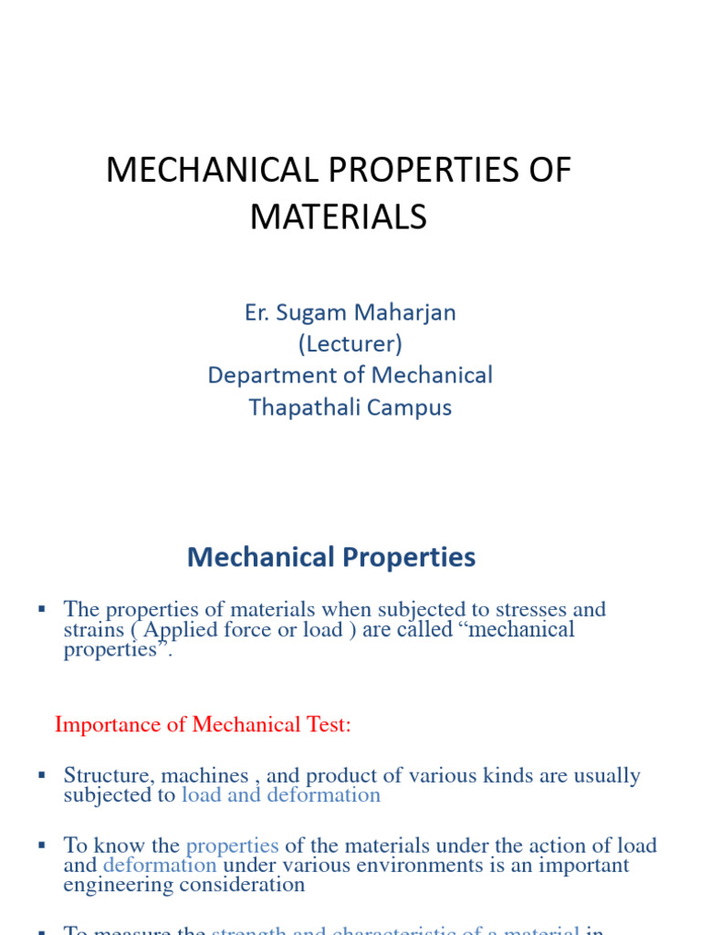 Mechanical Properties of Materials Explained | PDF | Deformation ...
