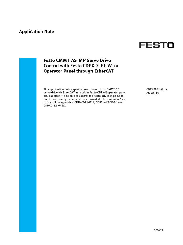 Festo CMMT-As-MP Drive Control With Festo CDPX-X-E1-W-xx Operator ...