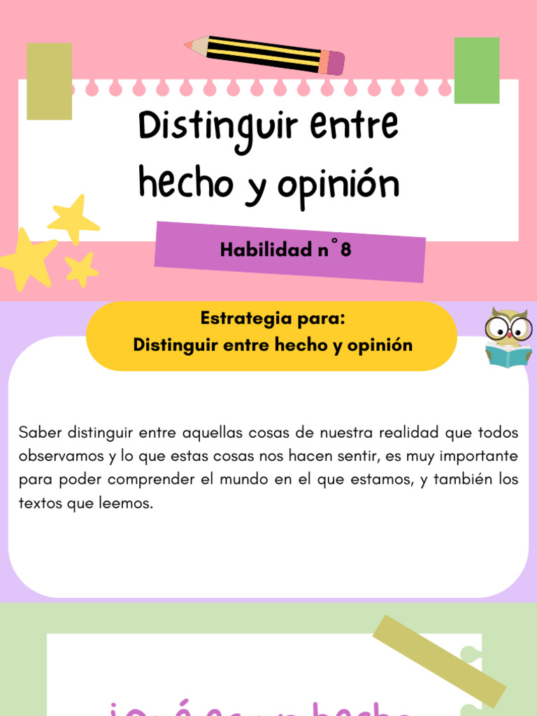 Habilidad 8 Distinguir Entre Hecho y Opinión | PDF