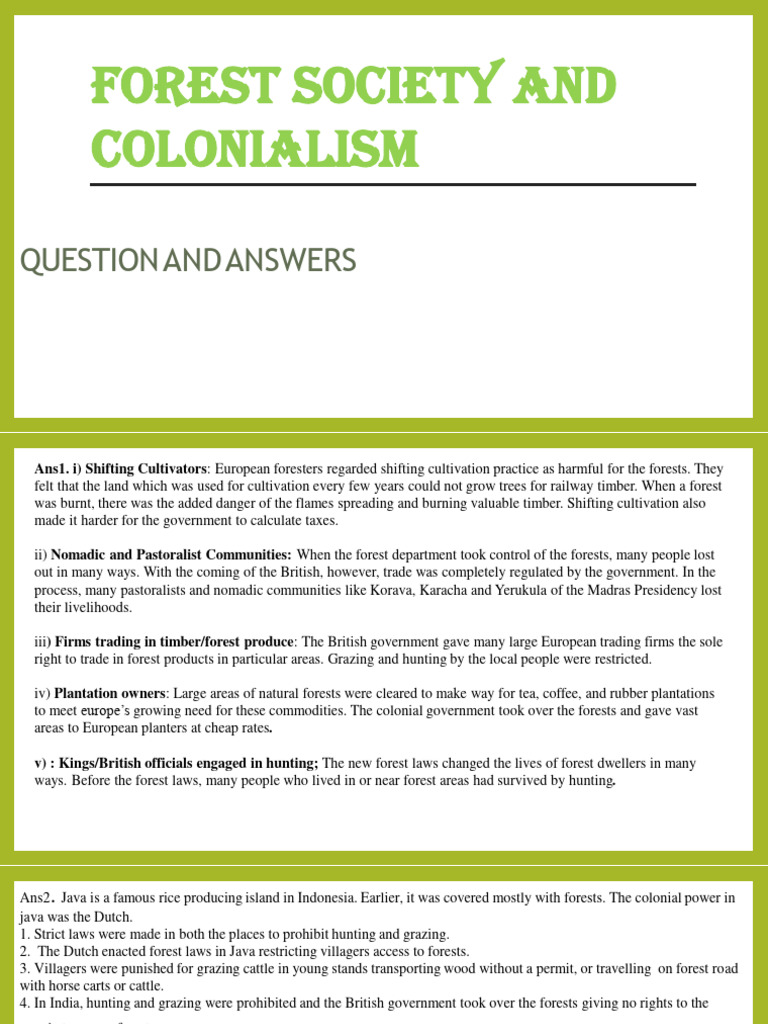 Answers - Forest Society and Colonialism | PDF | Plantation | Forests