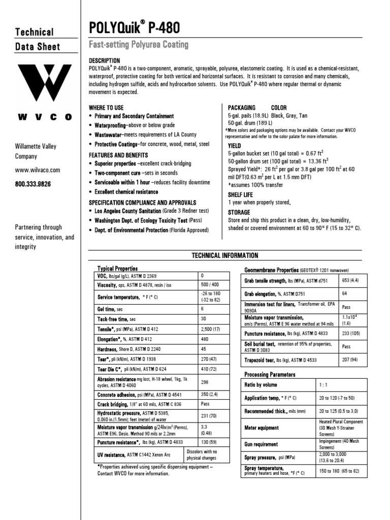 POLYQuikP-480 | PDF | Concrete | Coating