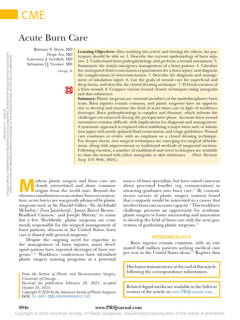 Acute Burn Care.41 | PDF | Burn | Plastic Surgery