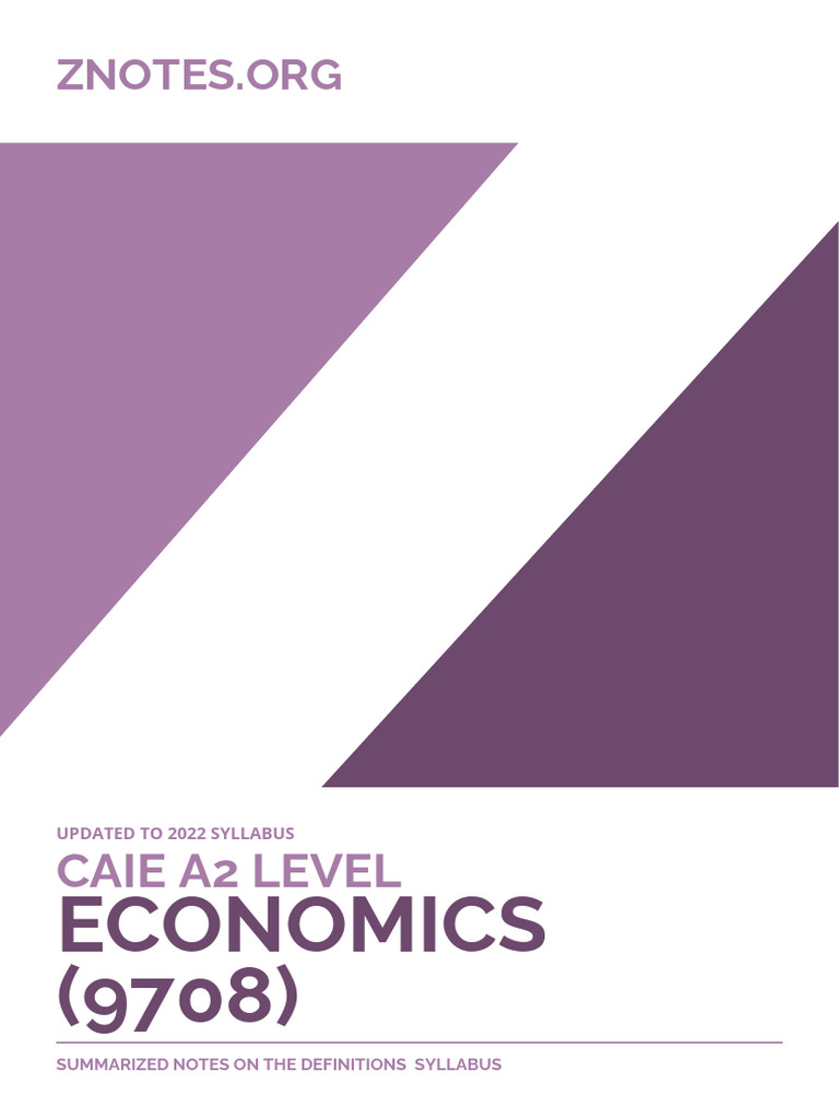 Znotes CAIE A2 Level Economics Definitions | PDF | Inflation | Unemployment Znotes CAIE A2 Level Economics Definitions | PDF | Inflation | Unemployment