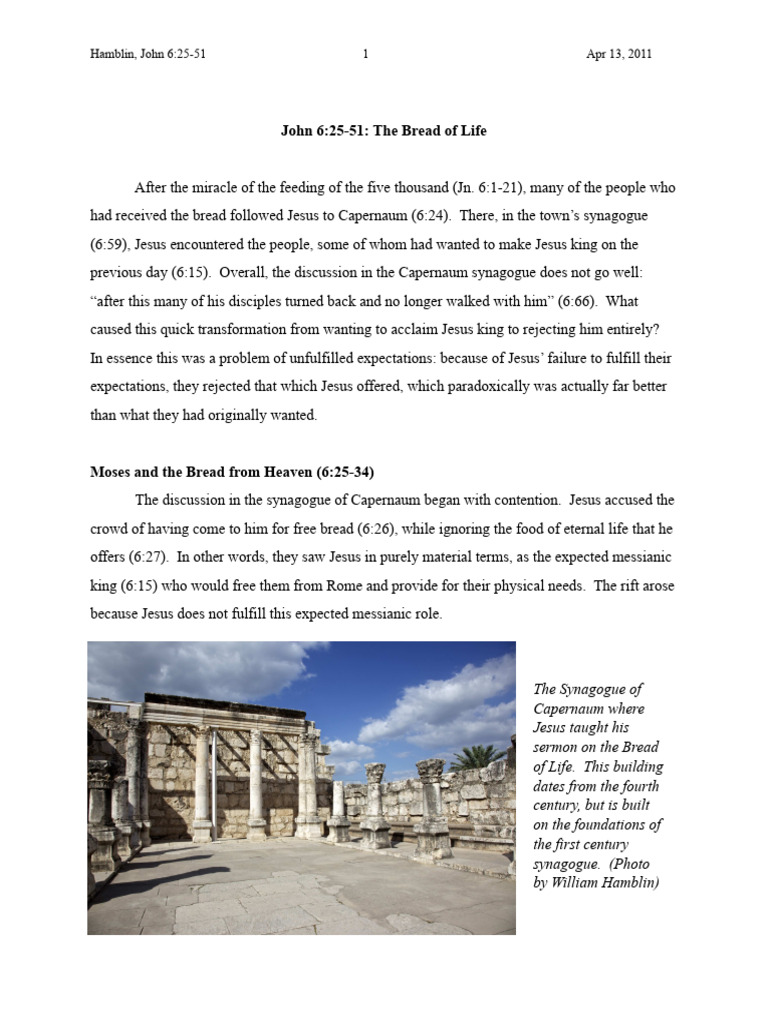 John 6 25 51 The Bread of Life. | PDF | Gospel Of John | Jesus