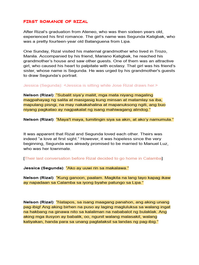 Rizal | PDF | Romance (Love)