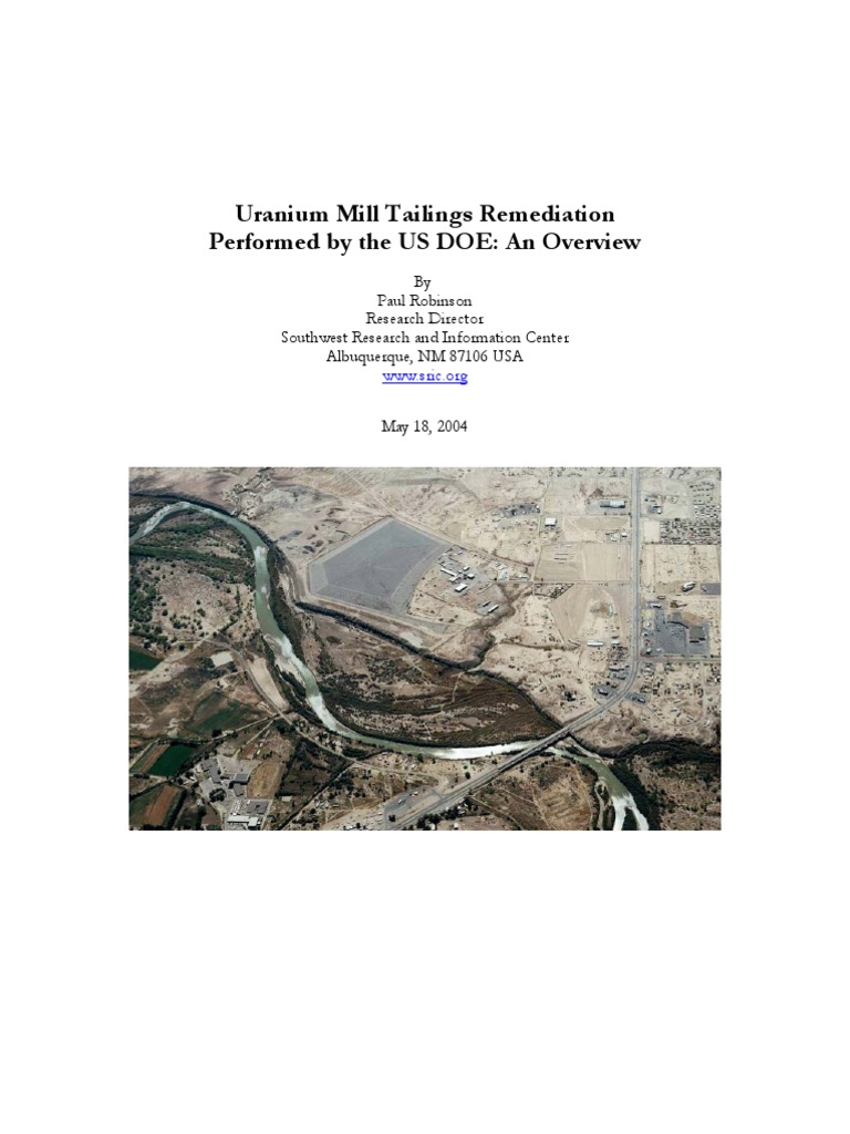 DOE Overview Uranium Tailing Remediation | PDF | Uranium | Radioactive ...