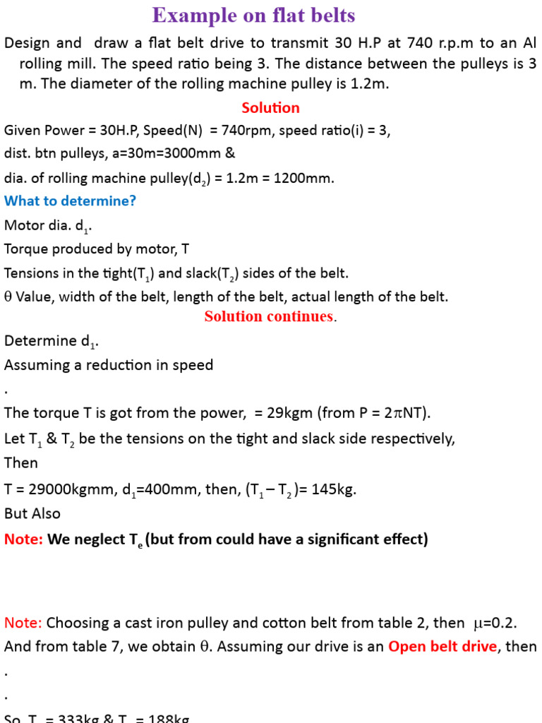 Lecture 8.1 Examples On Belts-1 | PDF | Belt (Mechanical) | Mechanics