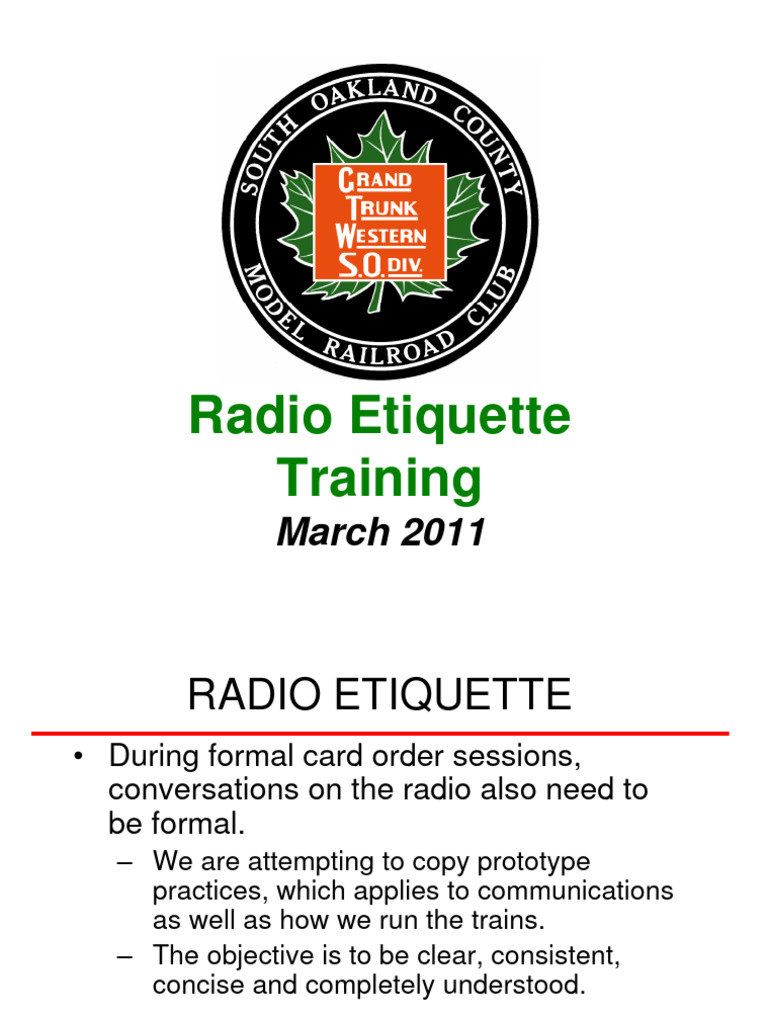 SOC Radio Etiquette Training March 2011 | PDF | Radio | Communication