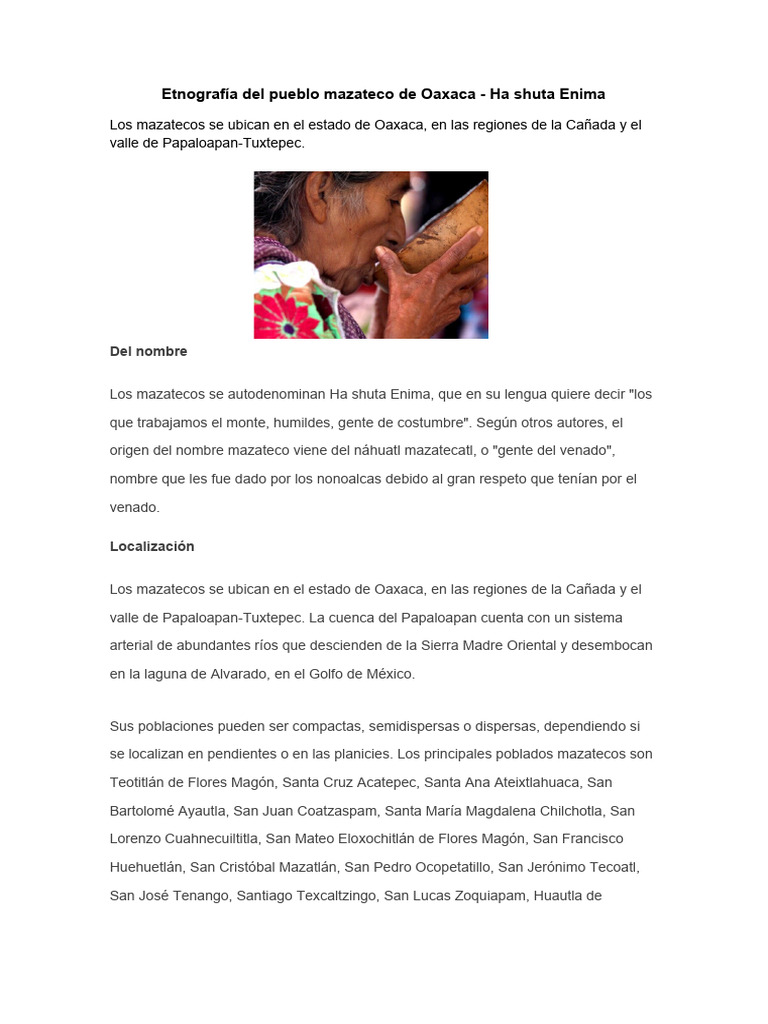 Etnografía Del Pueblo Mazateco de Oaxaca | PDF