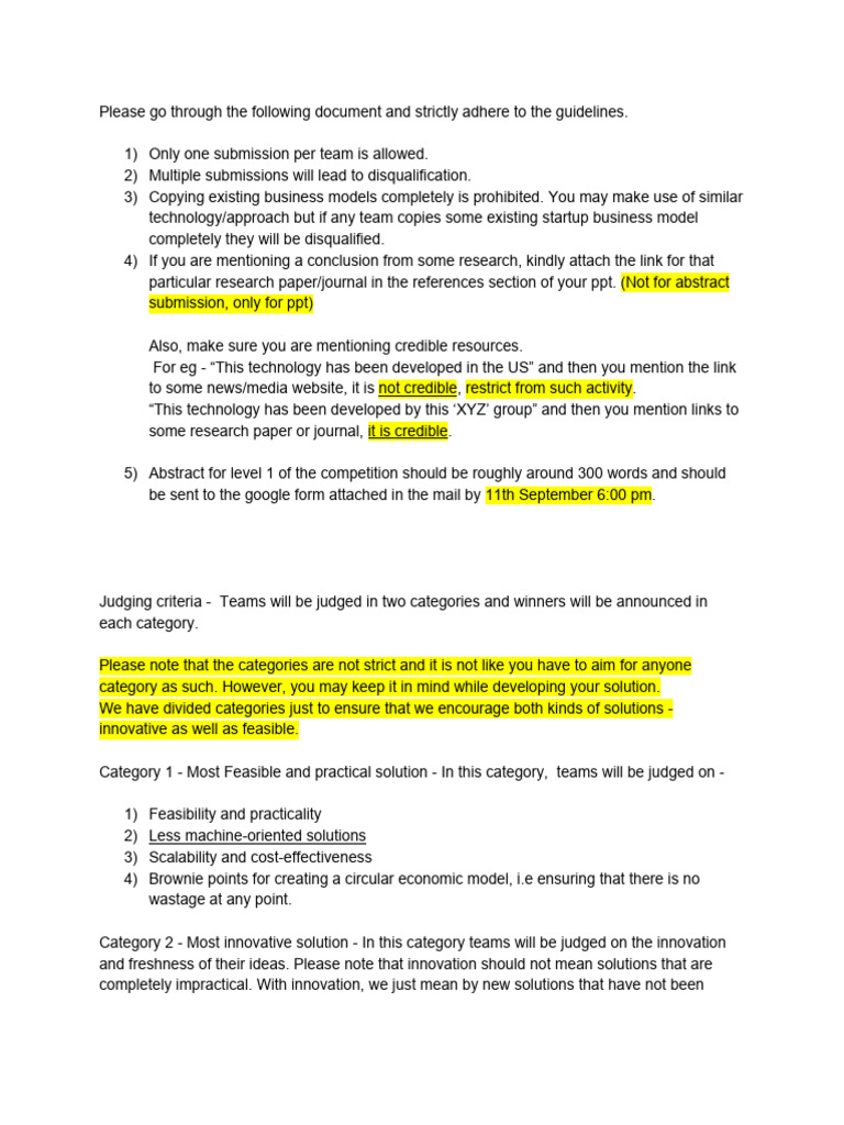 General Guidelines and Judging Criteria | PDF | Career & Growth | Business