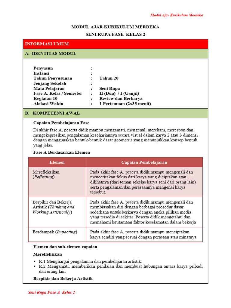 Modul Ajar 10 Review Dan Berkarya | PDF