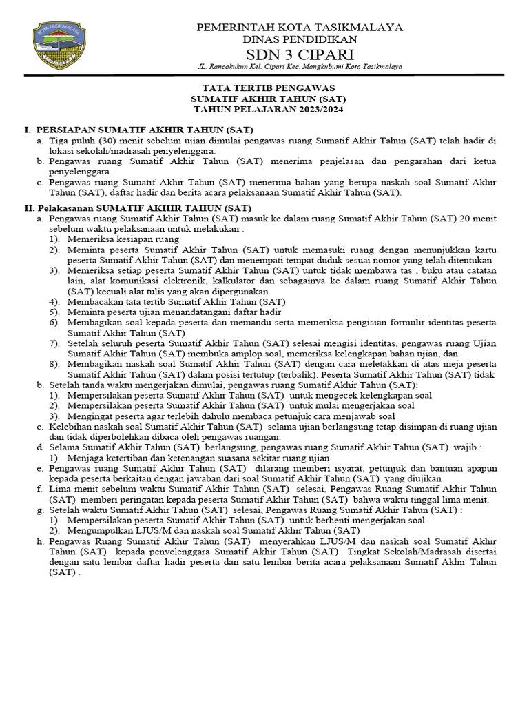 Tata Tertib PAT Tahun 2021 - 2022 | PDF