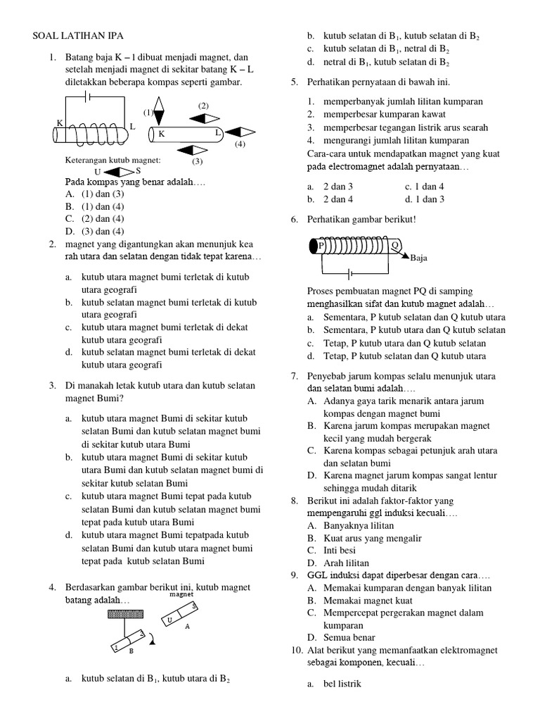 Soal Latihan Ipa Kelas 9 Magnet Trafo Dan Biotek | PDF | Sains & Matematika