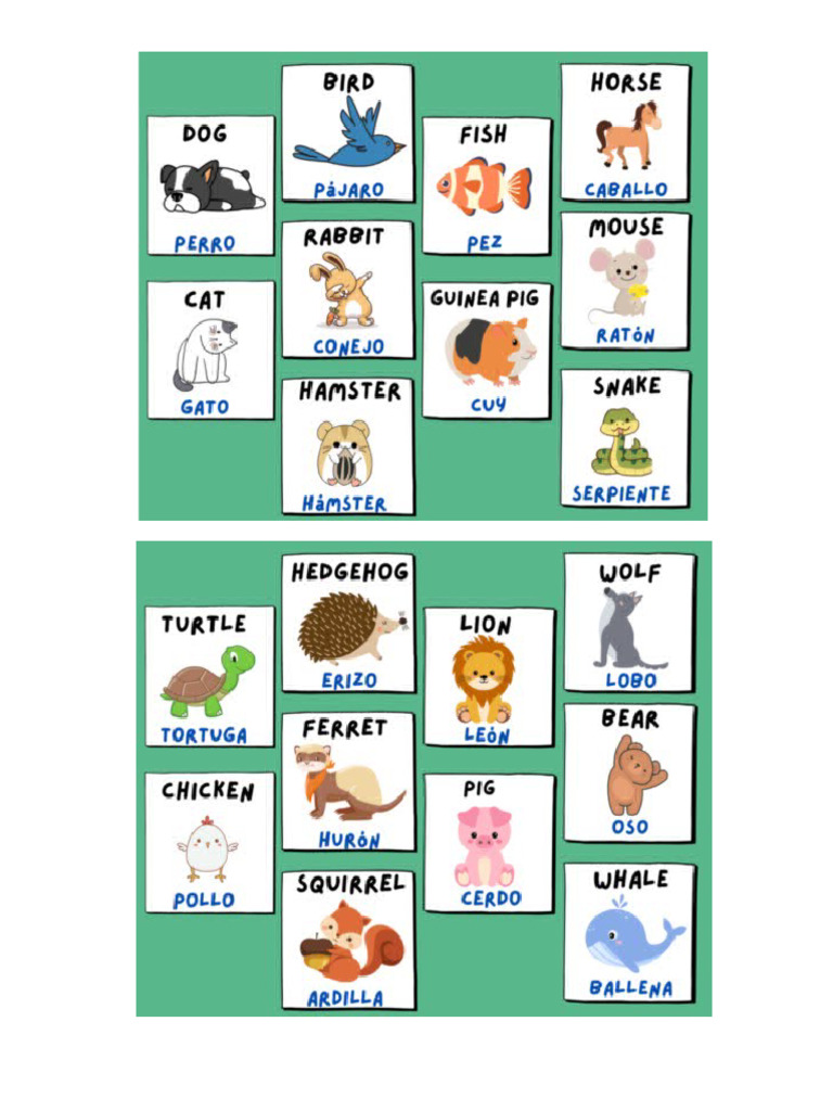 Animales en Ingles | PDF