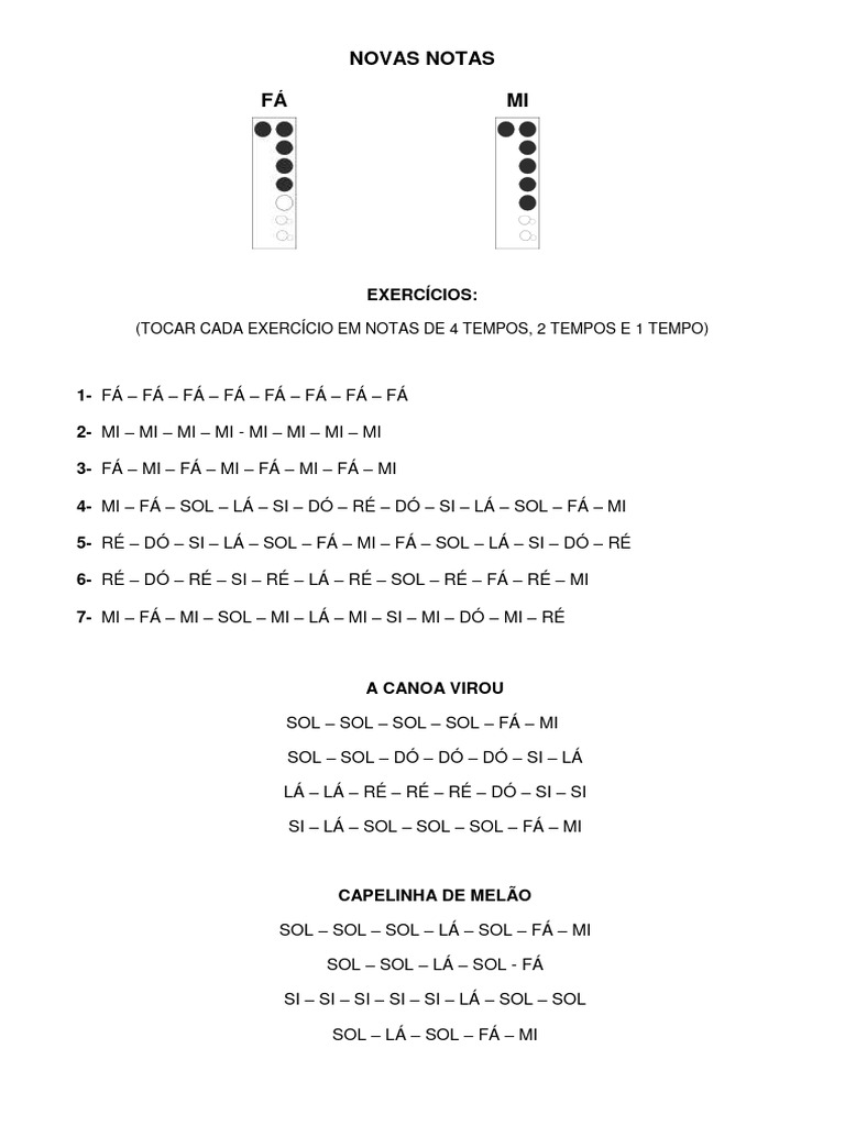 03 - NOVAS NOTAS MI FÁ - FLAUTA DOCE | PDF