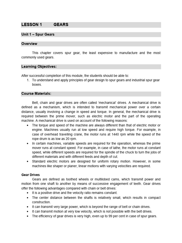 Parts and Terminology of Spur Gears | PDF | Gear | Belt (Mechanical)