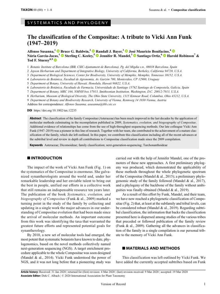 The Classification of The Compositae A T | PDF | Taxonomy (Biology ...