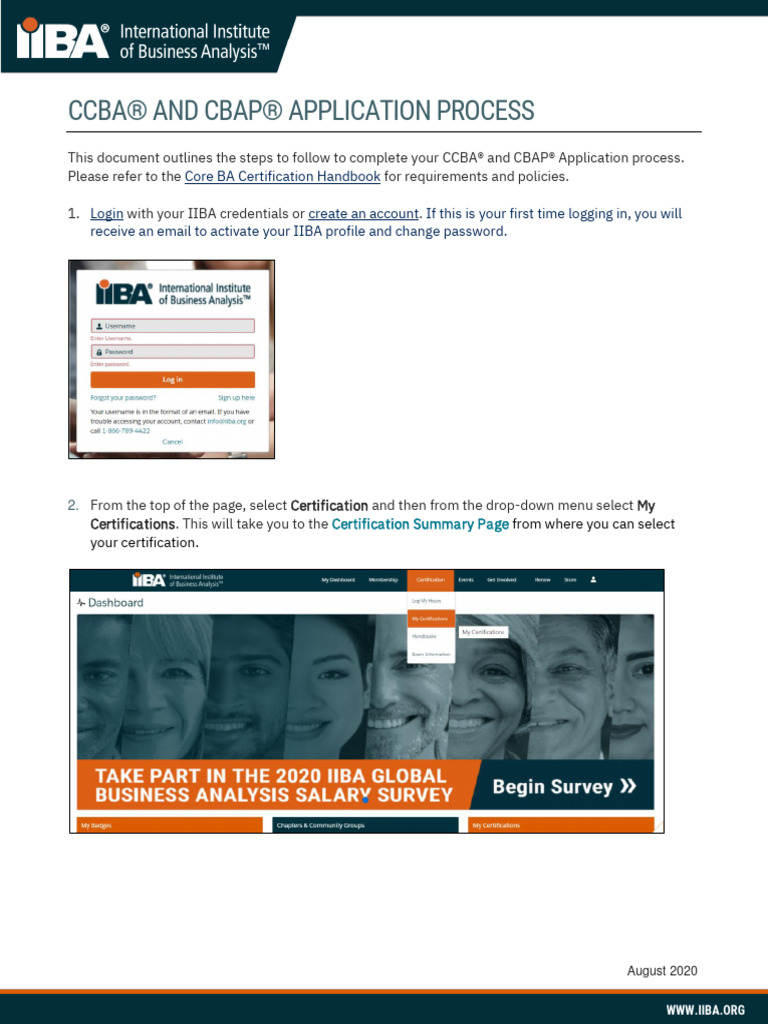 Ccba Cbap Application Process | PDF | World Wide Web | Internet & Web