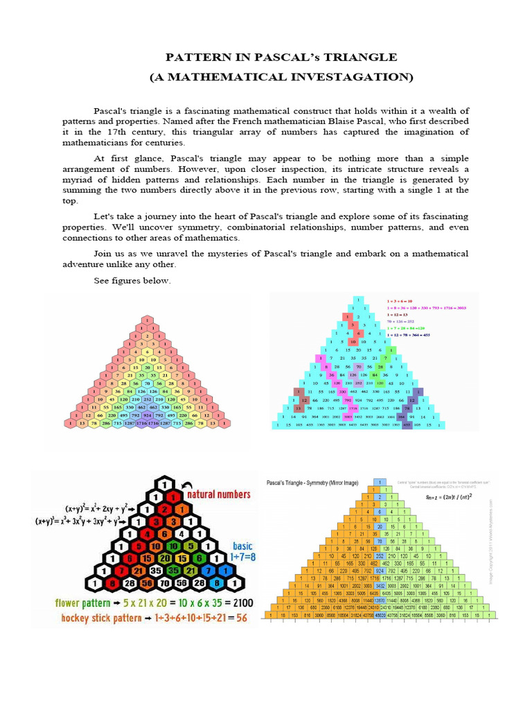 Pascal's Triangle | Download Free PDF | Mathematics | Discrete Mathematics