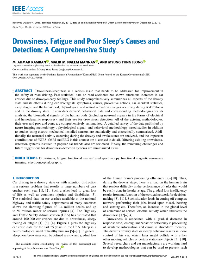 Drowsiness Fatigue and Poor Sleeps Causes and Detection A Comprehensive ...