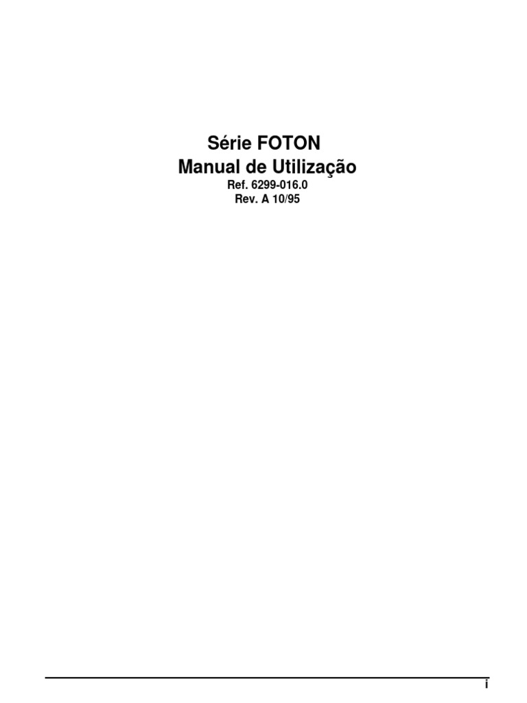 Serie Foton (Manual de Utilizacao) | PDF | Interface de usuário | Automação