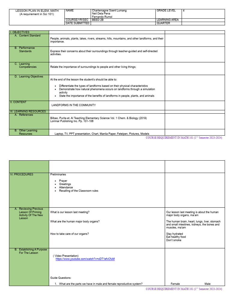 SCI-101-LESSON-PLAN-GROUP-3 | PDF | Reproductive System | Sexual ...