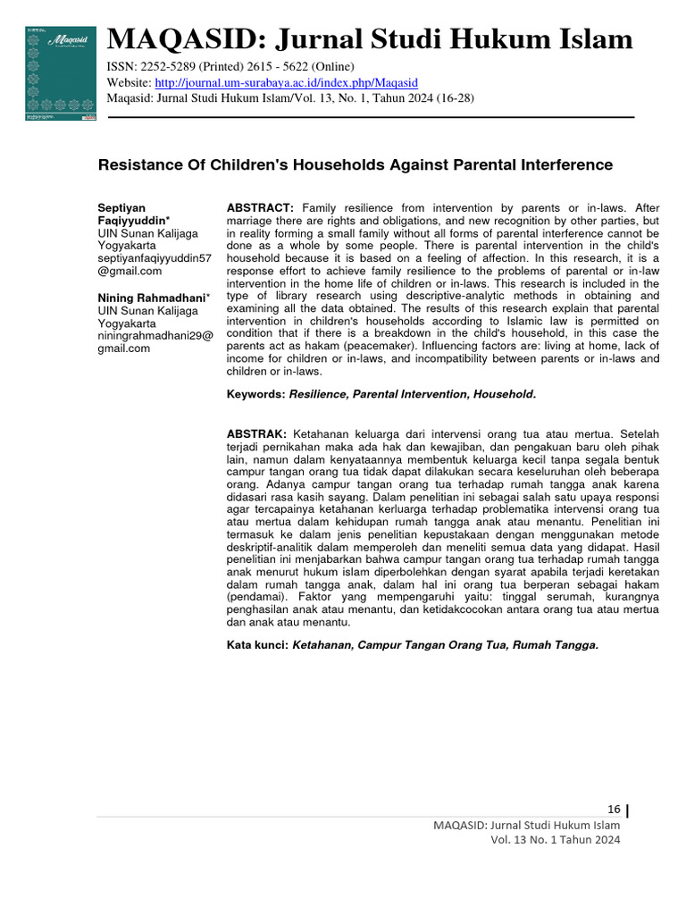 Resilience Against Parental Interference | PDF | Family | Anxiety