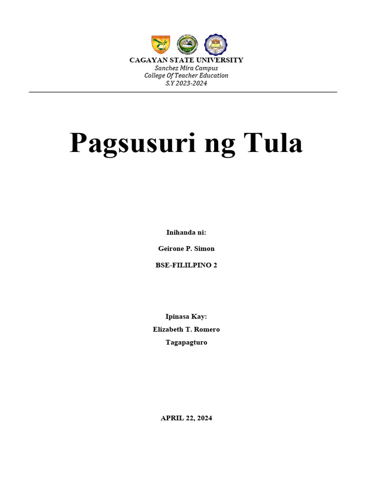 Pagsusuri NG Tula - Inang Wika | PDF