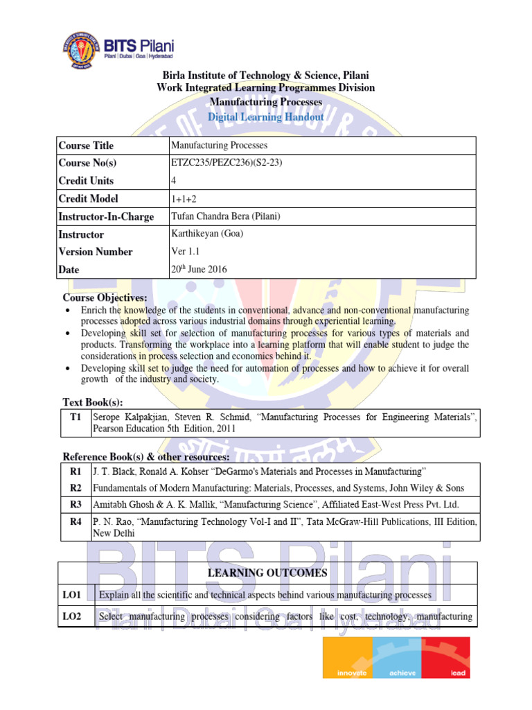 Course Handout | PDF | Machining | Welding
